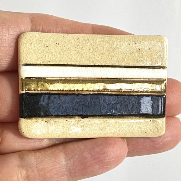 Unbranded | Jewelry | C99 Ceramic Striped Gold Brown Tan Pin Brooch ...